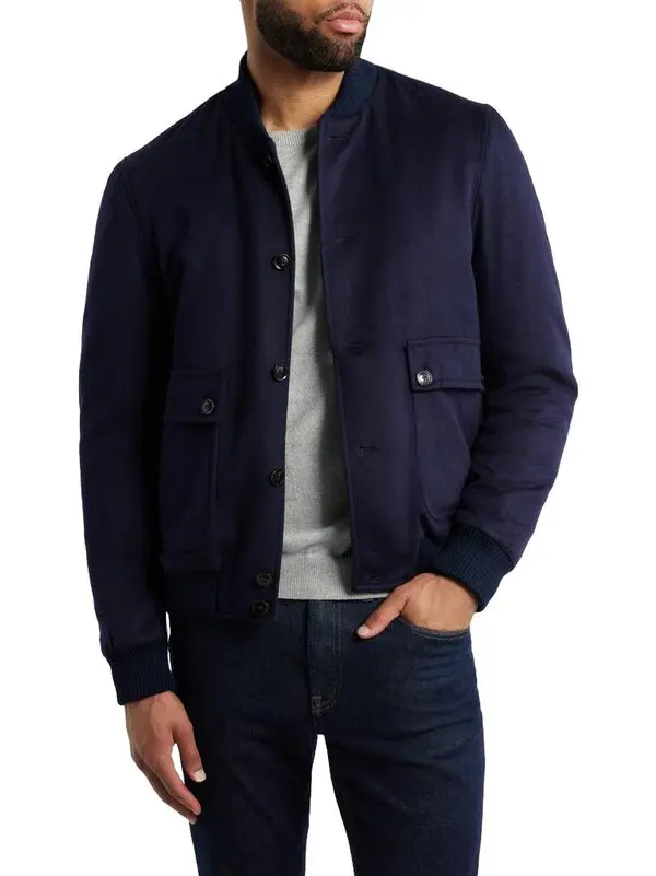 Zanella Silk & Cashmere Bomber Jacket - Navy