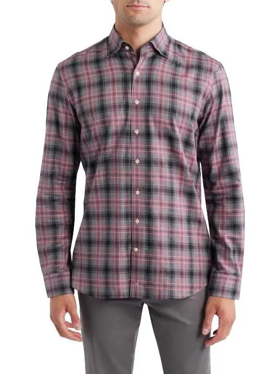 Johnnie-o Angelos Plaid Cotton Button-up Shirt - Rosewood