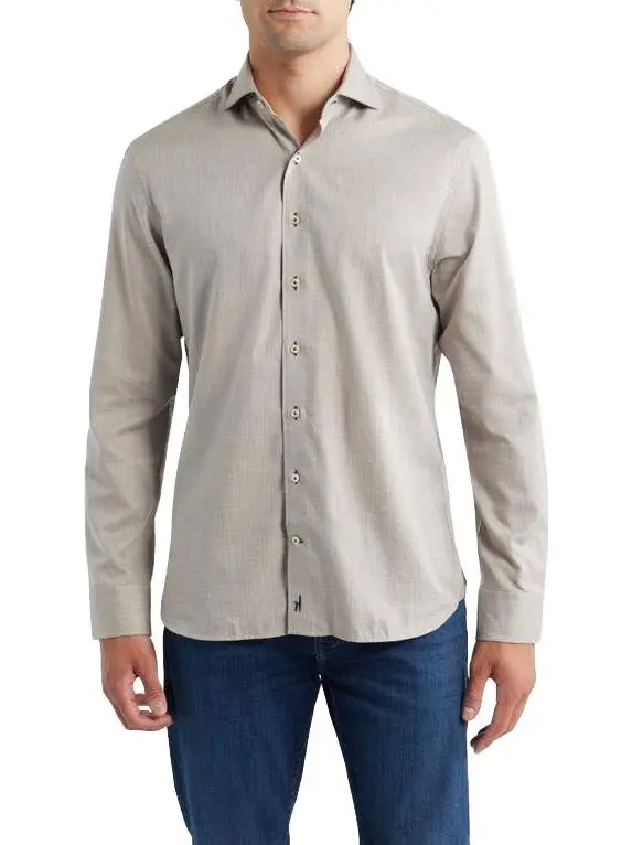 Johnnie-o Augustin Herringbone Cotton Button-up Shirt - Hazelnut