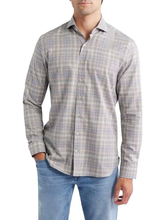 Johnnie-o Linnley Check Cotton Button-up Shirt - Light Gray