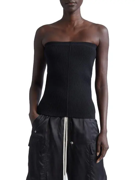 Rick Owens Rib Virgin Wool Blend Tube Top - Black