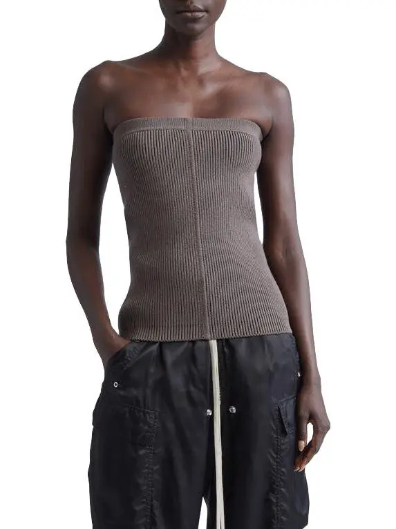Rick Owens Rib Virgin Wool Blend Tube Top - Darkdust