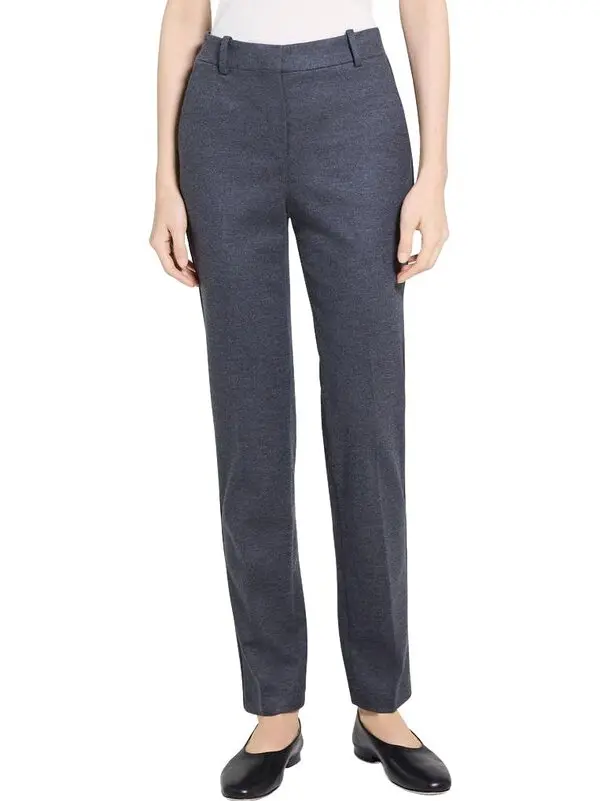 Theory Slim-fit Wool Blend Trousers - New Charcoal Melange
