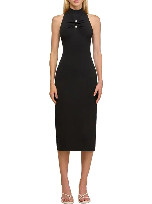 Cult Gaia Collin Sleeveless Mock Neck Knit Midi Dress - Black