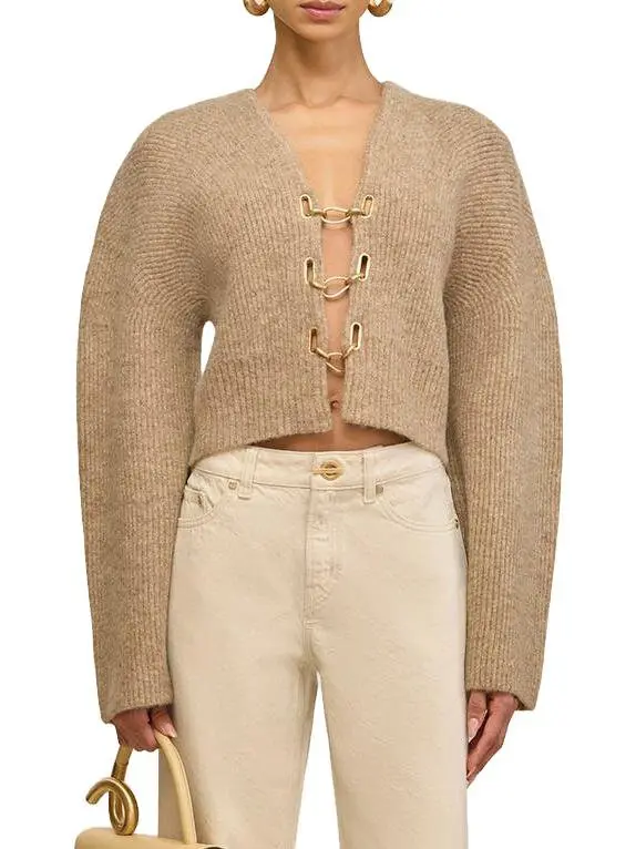 Cult Gaia Mayalu Crop Rib Cardigan - Beach Melange