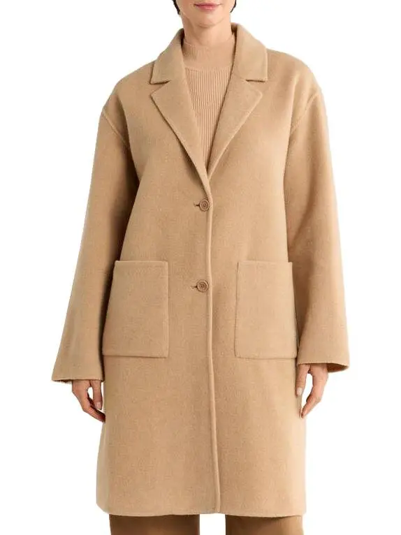 Eileen Fisher Long Wool Coat - Biscuit