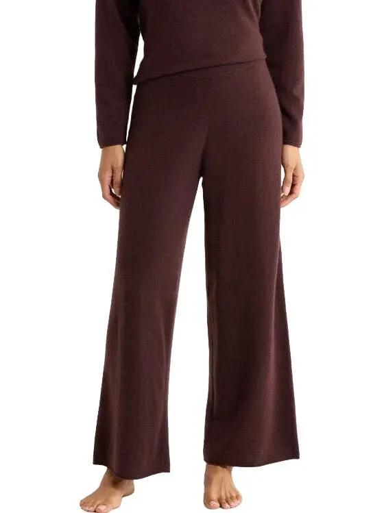 Nordstrom Cashmere Wide-leg Lounge Pants - Brown Heather