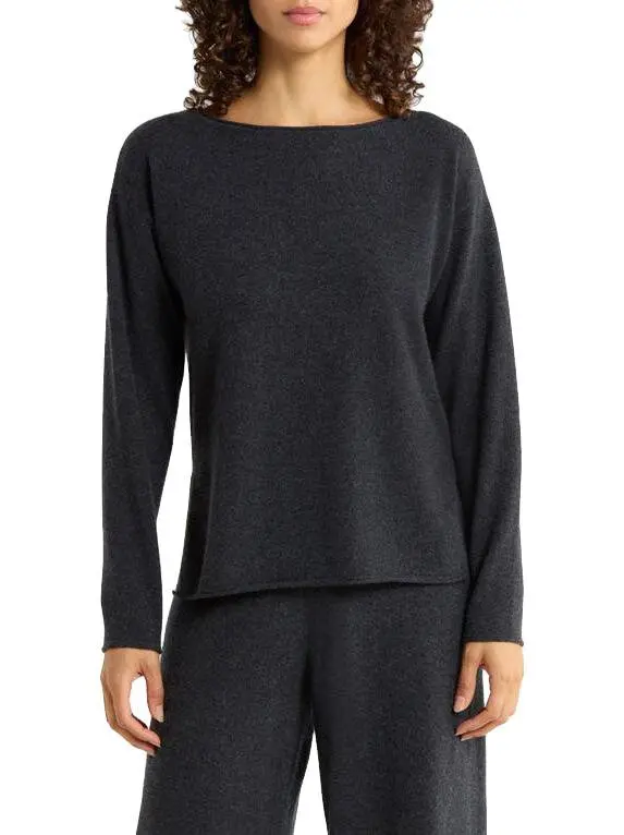 Nordstrom Cashmere Lounge Top - Dark Charcoal Heather
