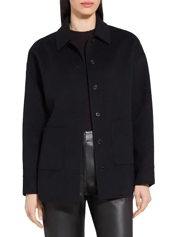 Theory Wool & Cashmere Shirt Jacket - Black