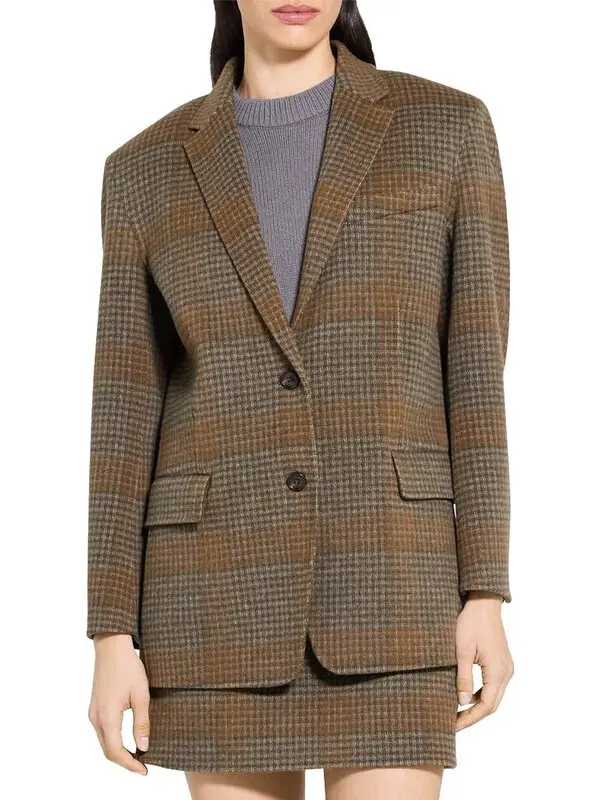 Theory Wool And Cashmere Oversized Blazer - Brass Multi - Zpd