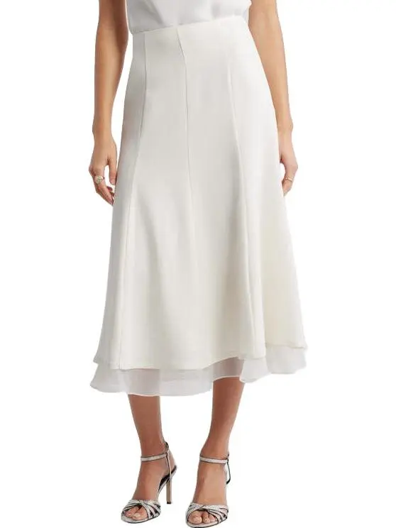 Nordstrom Seamed Layered Midi Skirt - Ivory Tofu