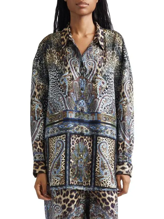 Camilla Oversize Embellished Shirt - Istanbul Animalia