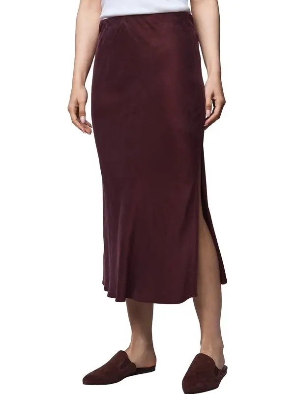 Splendid Serena Side Slit Satin Midi Skirt - Rosewood Pink