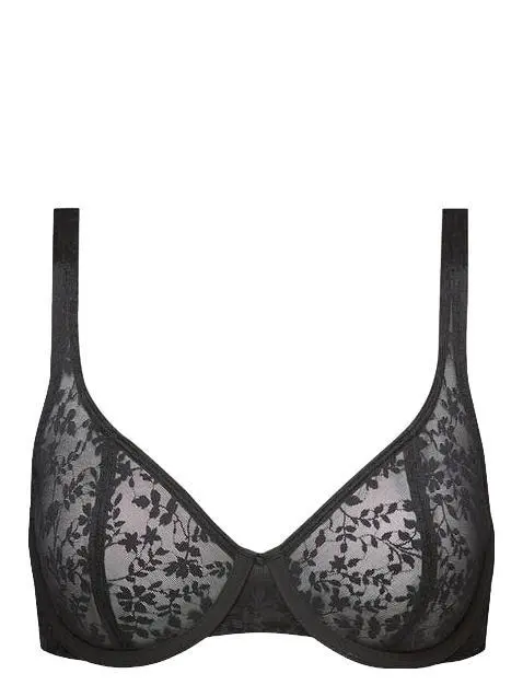 CUUP The Scoop Botanical Lace Bra - Black