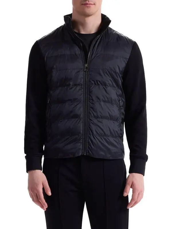 Bugatchi Soft Touch Quilted Zip-up Bomber Jacket - Black