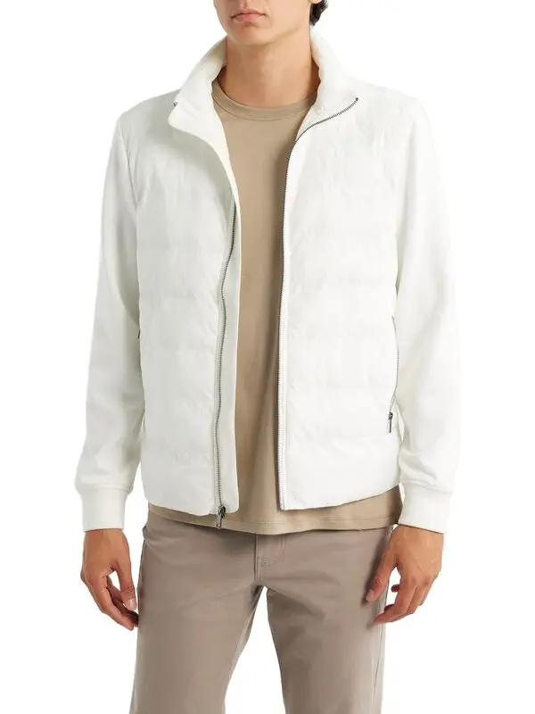Bugatchi Soft Touch Quilted Zip-up Bomber Jacket - Chalk