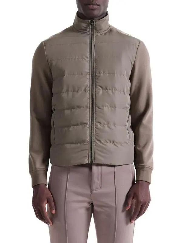 Bugatchi Soft Touch Quilted Zip-up Bomber Jacket - Walnut