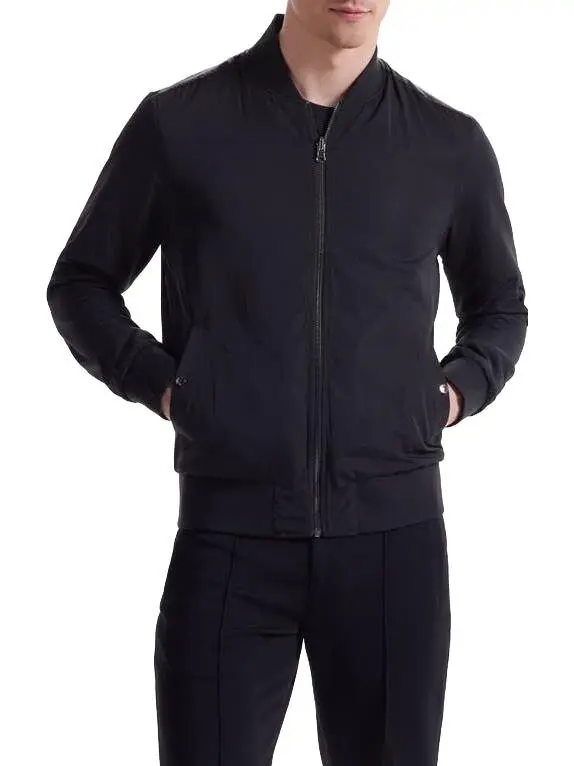 Bugatchi Soft Touch Knit Reversible Bomber Jacket - Black