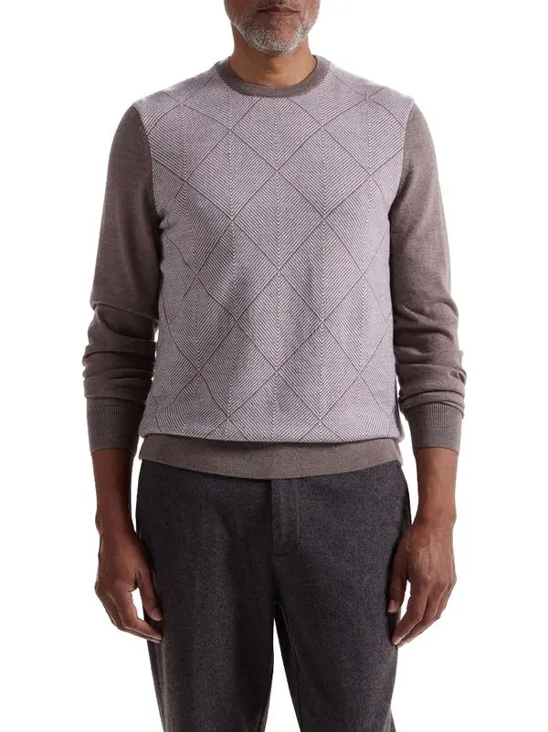 Bugatchi Diamond Merino Wool Sweater - Walnut