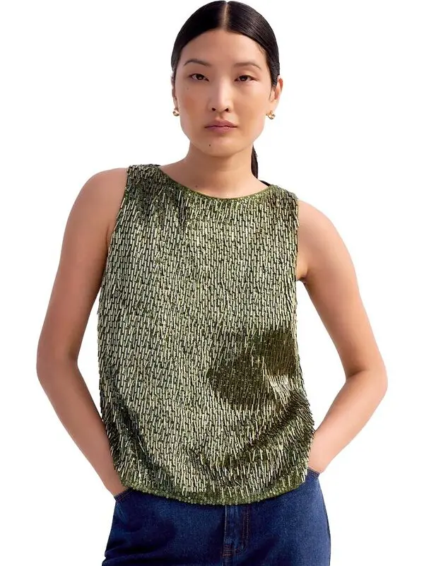 RO&ZO Sequin Shell Tank Top - Green