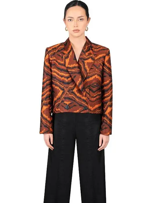 LAURA APARICIO Jacquard Jacket With Shoulder Pads - Orange