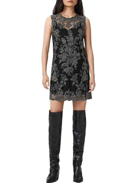ALLSAINTS Inaya Crystal Tapestry Mini Dress - Black