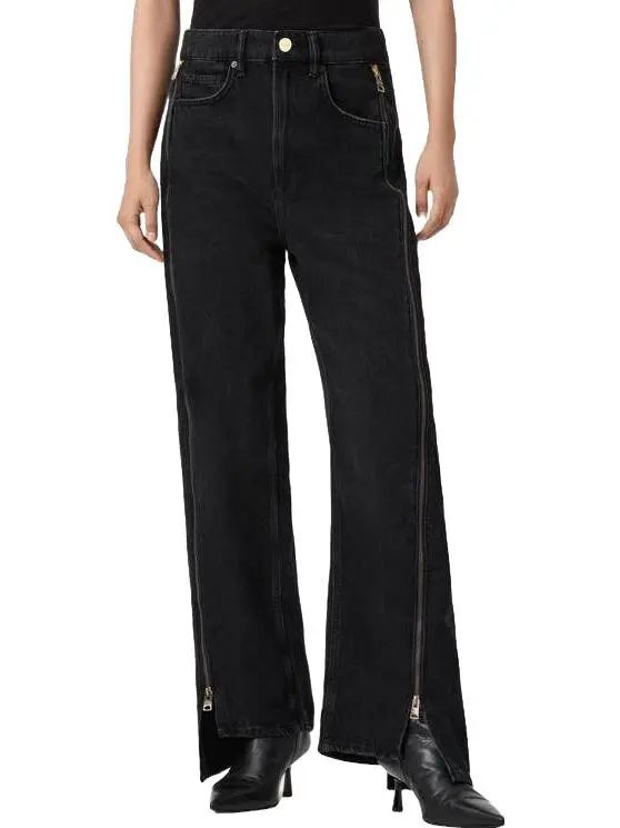 ALLSAINTS Frankie Wide Leg Jeans - Washed Black