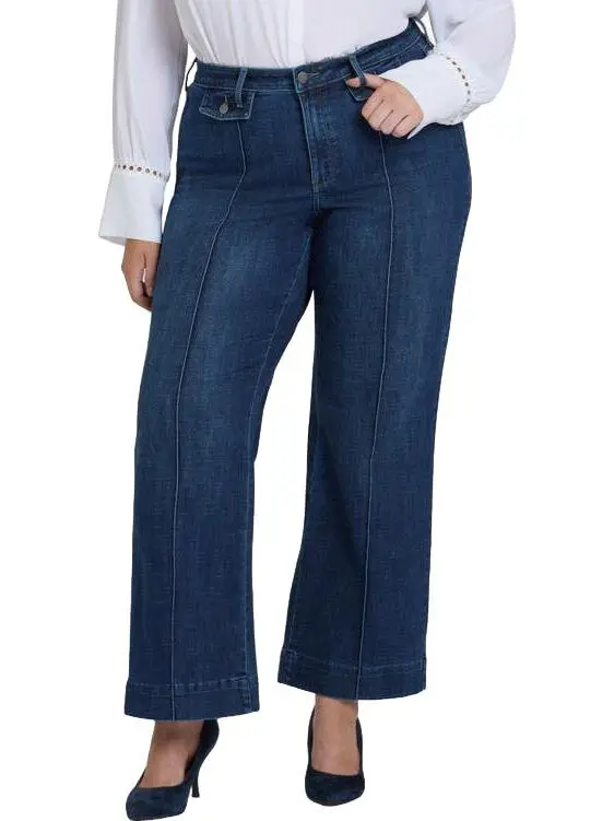 NYDJ Teresa Slit Hem Wide Leg Jeans - Louvre Sapphire