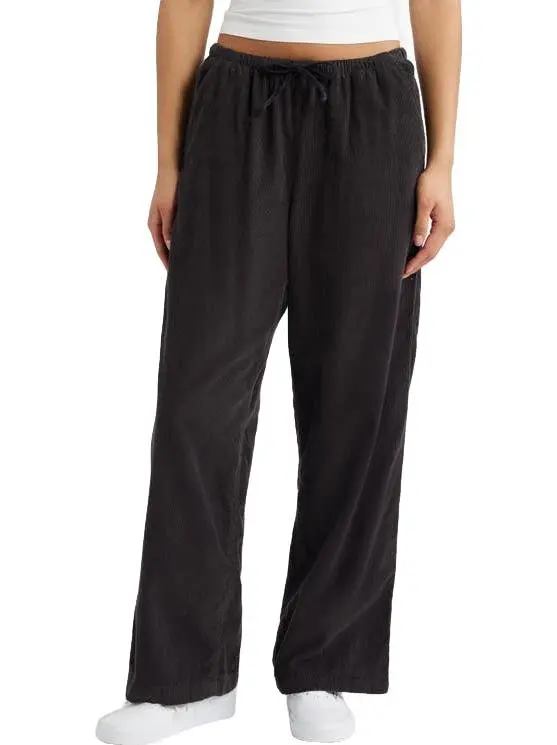 Rip Curl Keepsakes Corduroy Wide-leg Drawstring Pants - Washed Black