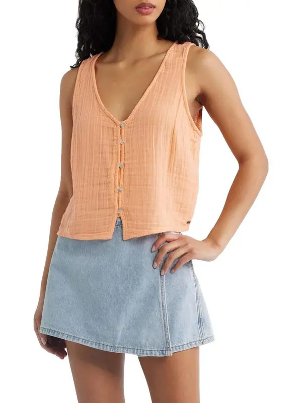 Rip Curl Premium Surf Cotton Crop Tank - Papaya