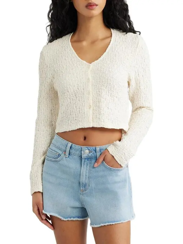 Rip Curl Textured Long Sleeve Crop Top - Shell