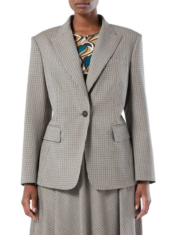 Marina Rinaldi Caliga Plaid Wool Blazer - Camel
