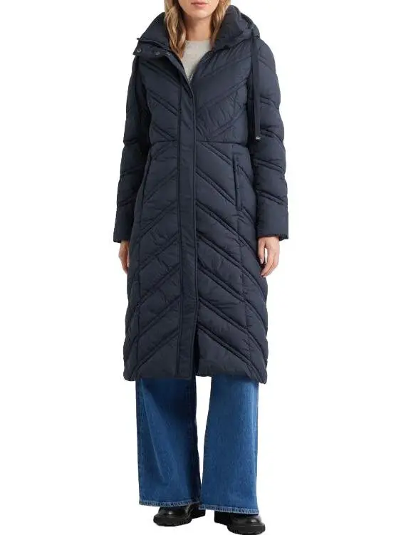 Bernardo Longline Hooded Puffer Jacket - Navy