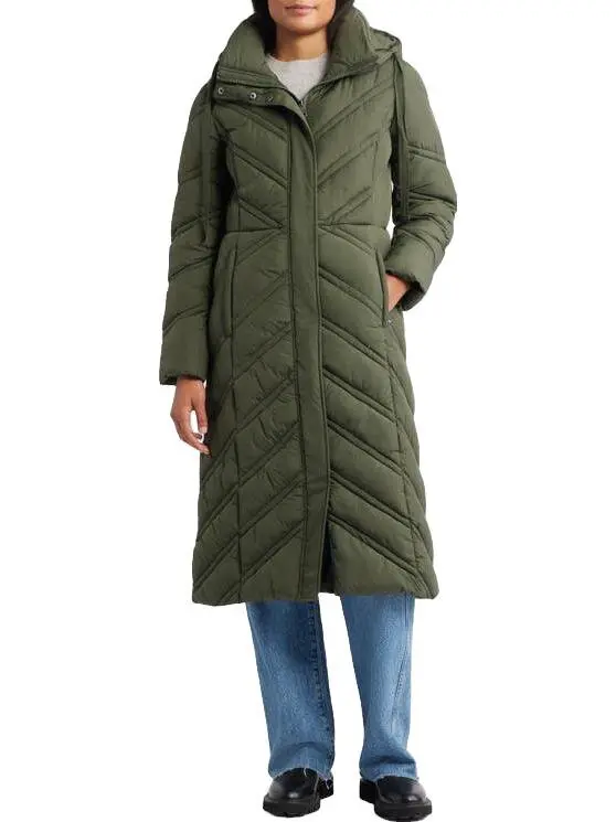 Bernardo Longline Hooded Puffer Jacket - Olive