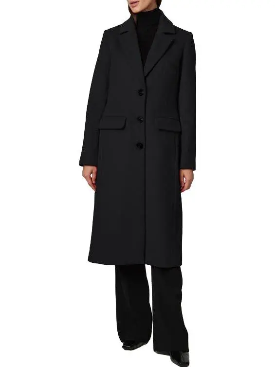 Bernardo Structured Wool Blend Coat - Black