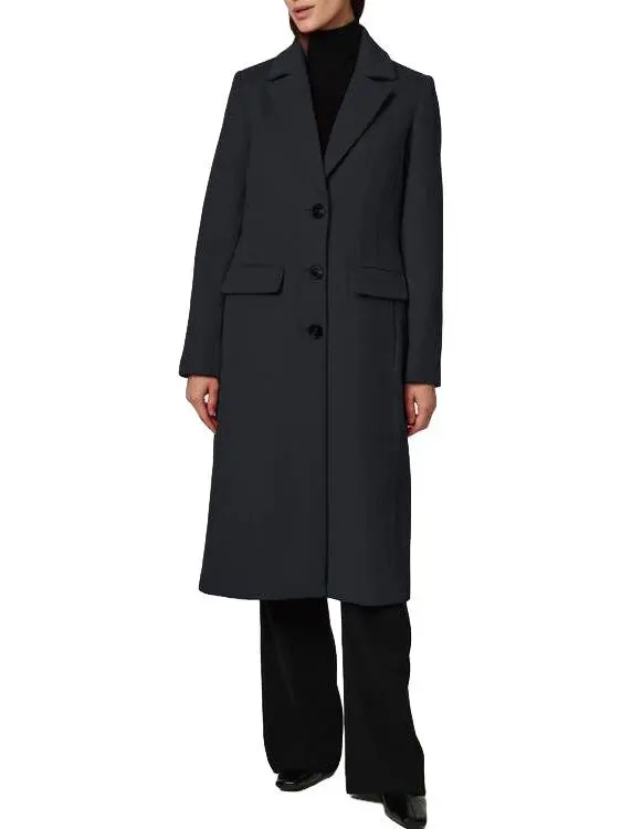 Bernardo Structured Wool Blend Coat - Navy