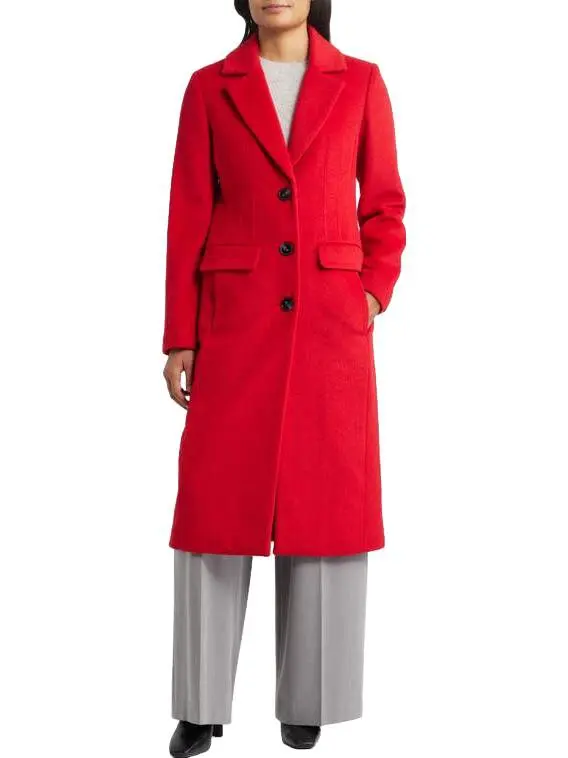 Bernardo Structured Wool Blend Coat - Tango Red