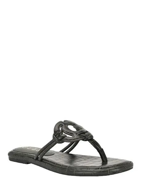Guess Saime Croc Embossed Sandal - Dark Green