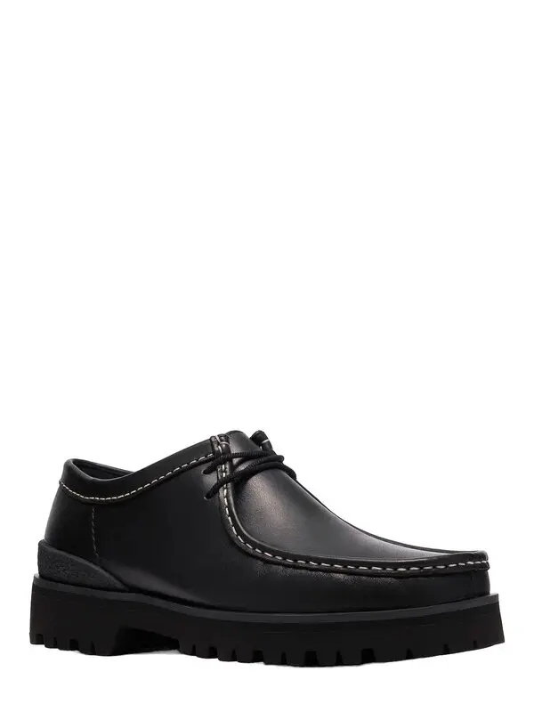 Clarks Walla Yukoner Lug Sole Shoe - Black Leather