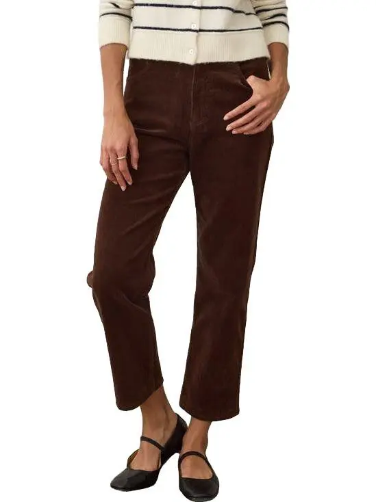 Marine Layer Charlie Ankle Straight Leg Corduroy Pants - Dark Chocolate