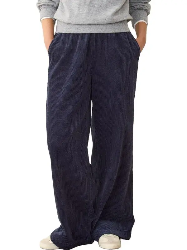 Marine Layer Allison Pull-on Wide Leg Corduroy Pants - Navy