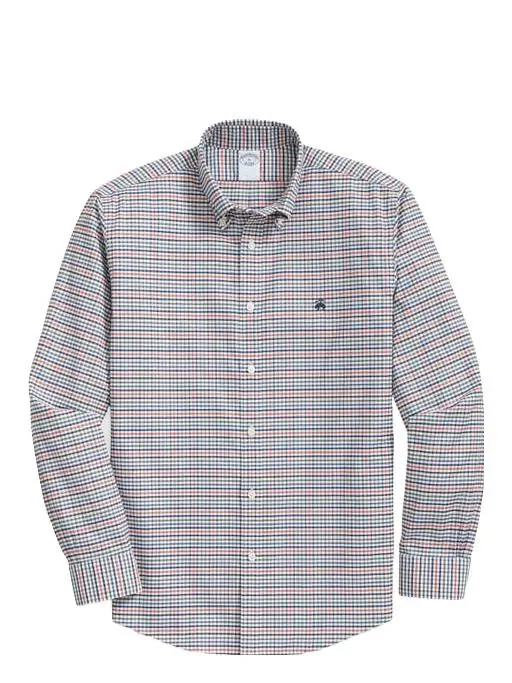 Brooks Brothers Gingham Check Wrinkle Resistant Stretch Cotton Button-down Shirt - Multicheck