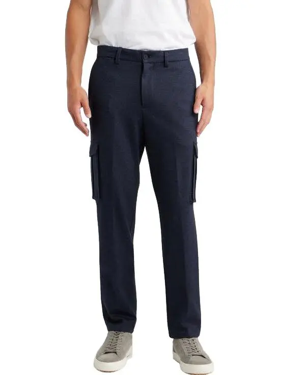 Bugatchi Brushed Knit Flat Front Cargo Pants - Navy