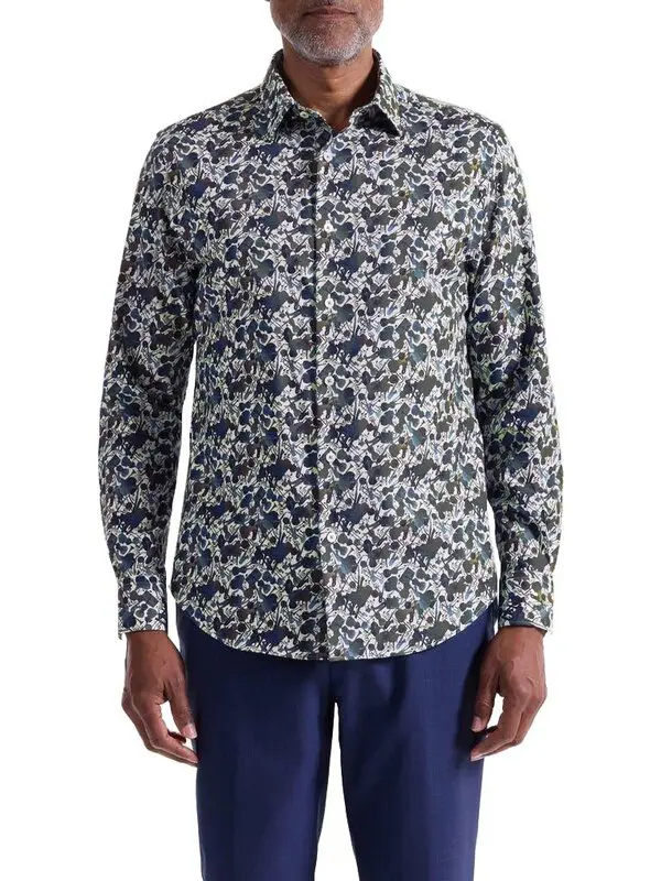 Bugatchi Julian Shaped Fit Orchestra Print Cotton Button-up Shirt - Truffle