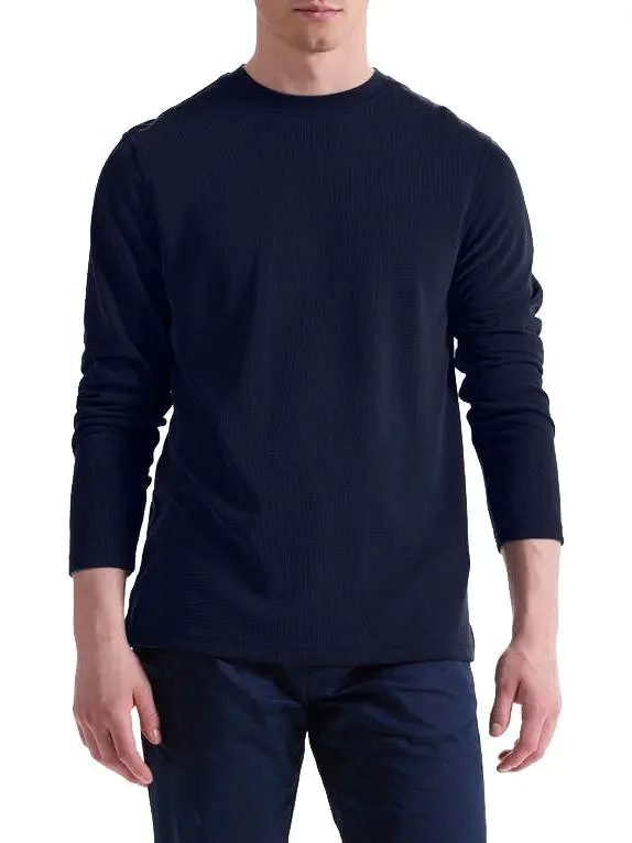 Bugatchi Orion Ottoman Long Sleeve T-shirt - Navy