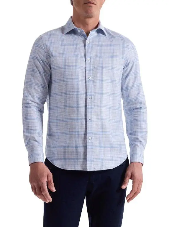 Bugatchi Axel Trim Fit Plaid Cotton Button-up Shirt - Sky