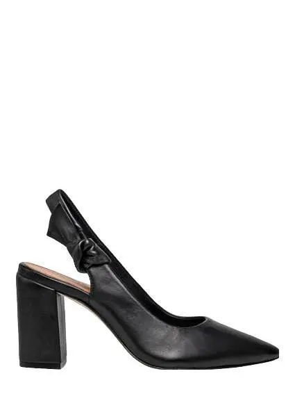 JOAN OLOFF SHOES Daphne Leather Slingback Pumps - Black