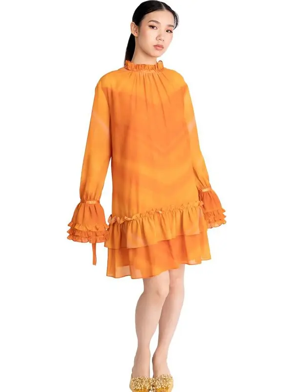 RICHANTEE Ruffled Chiffon Mini Dress - Orange