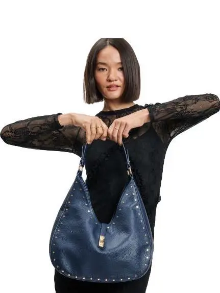 URBAN EXPRESSIONS Hobo Bag With Stud Embellishments - Midnight