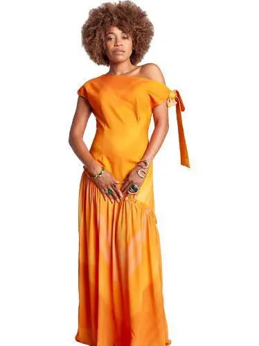 RICHANTEE Asymmetric Maxi Dress - Orange